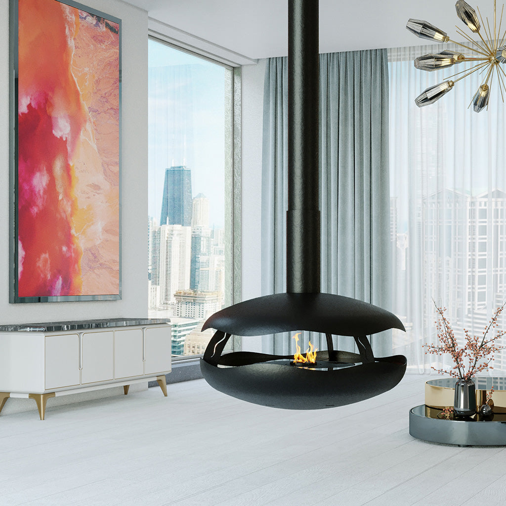 GlammFire Perola Plus Suspended Bioethanol Fireplace | Firefly London